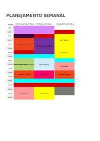 Planejamento semanal | Esquemas Microsoft Excel | Docsity