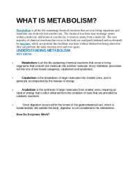 Summary of Metabolism | Study notes Nutrition | Docsity