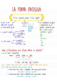 La forma passiva - The passive form | Schemi e mappe concettuali di Inglese | Docsity