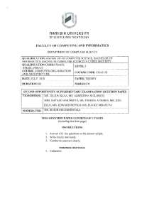 Computer Organisation and Architecture past examination paper | Exams Computer Architecture and ...