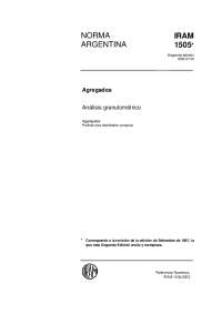Norma IRAM 1505 analisis granulometrico | Apuntes de Materiales | Docsity