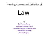 Meaning of law- definitions | Slides Law | Docsity