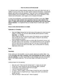 How to write an informal email | Apuntes de Idioma Inglés | Docsity