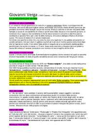 Le opere di Giovanni Verga | Appunti di Italiano | Docsity