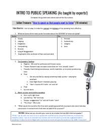 Intro to Public Speaking (Lesson #1 - Julia Treasure) | Assignments ...