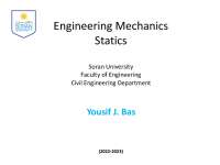 Force system resultant | Cheat Sheet Statics | Docsity