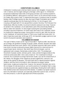 Christopher Columbus and The Columbian Exchange | Dispense di Inglese ...