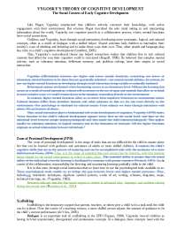 Cognitive Development Vygotsky theory | Summaries Psychology | Docsity