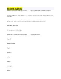 Blood Typing;Blood Typing | Exams Nursing | Docsity