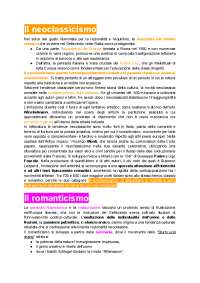 Neoclassicismo e Romanticismo | Appunti di Italiano | Docsity