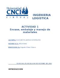 Actividad 1 envase,embalaje y manejo de materiales | Ejercicios de Logística | Docsity