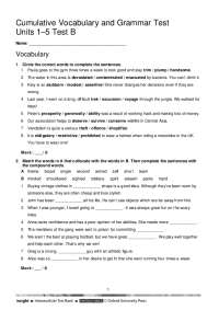 Cumulative Vocabulary + Grammar Test Units 1-5 Test B.pdf | Exámenes ...