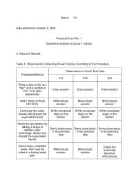 Qualitative analysis of group 1 cations | Lab Reports Biochemistry ...