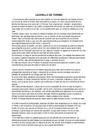 Resumen de Lazarillo de Tormes | Appunti di Spagnolo | Docsity