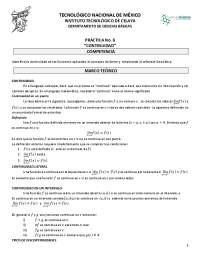 Práctica Número 6 "CONTINUIDAD" | Ejercicios de Cálculo diferencial y integral | Docsity