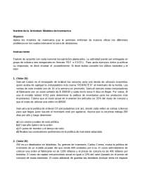 Programación lineal inventarios | Ejercicios de Matemáticas | Docsity