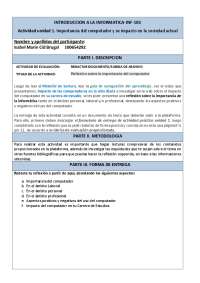 Ctividad Práctica 1. Reflexión sobre la importancia de la Informática | Ejercicios de ...