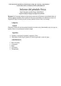 Péndulo físico laboratorio | Ejercicios de Física Clásica | Docsity