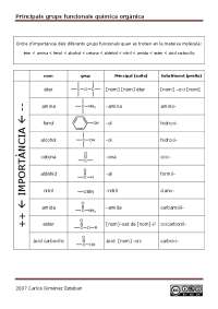 Orden de grupos funcionales | Esquemas y mapas conceptuales de Química | Docsity