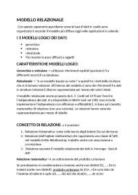 Modelli Relazionale ( formazione del DataBase) | Appunti di Elementi di Informatica | Docsity