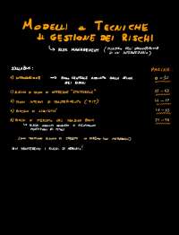 Riassunti di Modelli e Tecniche di Gestione dei Rischi | Dispense di Analisi del Rischio | Docsity