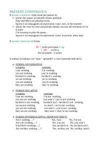 PRESENT CONTINUOUS e PRESENT SIMPLE grammatica | Appunti di Inglese | Docsity