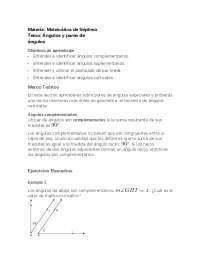 ANGULOS COMPLEMENTARIOS | Transcripciones de Filosofía | Docsity