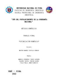 Trabajo final de metodos numericos | Monografías, Ensayos de Métodos Numéricos | Docsity