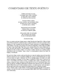 Comentario de texto poetico | Ejercicios de Lengua y Literatura | Docsity
