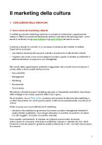 Riassunto del libro Il marketing della cultura | Dispense di Marketing | Docsity