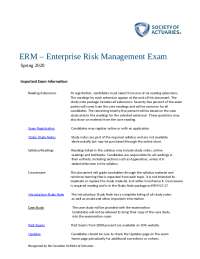 ERM – Enterprise Risk Management Exam Spring 2020 | Exams Educational ...