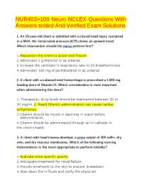 NUR403>100 Neuro NCLEX Questions With Answers tested And Verified Exam ...
