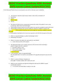 HEENT Practice Questions With Answers 100% correct Latest Update2022 ...