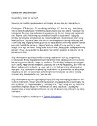 Filipino sa Piling Larang | Essays (high school) English | Docsity