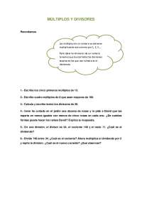 Múltiplos y divisores | Apuntes de Matemáticas | Docsity