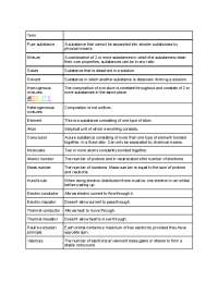 Chemistry definitions grade 10 IEB | Cheat Sheet Chemistry | Docsity