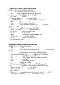 Esercizi sui verbi nehmen und essen | Esercizi di Tedesco | Docsity