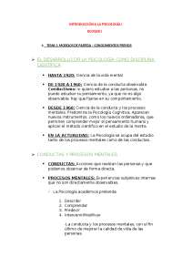 Introducción a la Psicología I Bloque I | Resúmenes de Introducción a la Psicología | Docsity