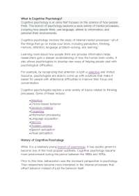 What is cognitive psychology | Study notes Psychology | Docsity