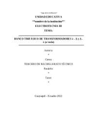 PRÁCTICA (BANCO DE TRANSFORMADORES TRIFÁSICOS ESTRELLA - DELTA y DELTA -ESTRELLA)(A VACÍO ...