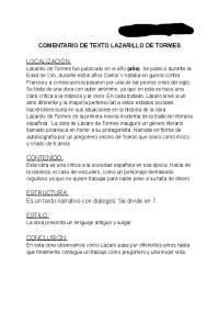 Comentario de texto sobre Lazarillo de Tormes, novela publicada en el ...