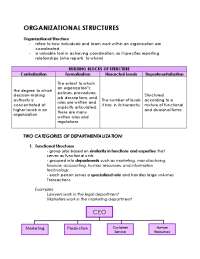 What are Organizational Structures? | Study notes Business | Docsity