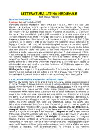 Lezioni letteratura latina medievale, Petoletti, a.a. 2022/2023 | Appunti di Letteratura latina ...