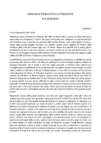 Lezione introduttiva su Aldo Palazzeschi | Appunti di Letteratura Italiana | Docsity