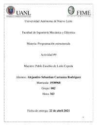 Actividad 9 Dev C Programación estructurada | Ejercicios de Programación C | Docsity
