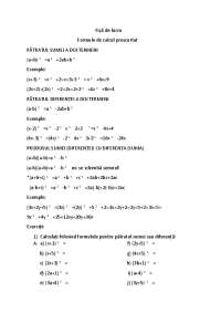 Fișă de lucru. Formule de calcul prescurtat | Exercises Mathematics ...