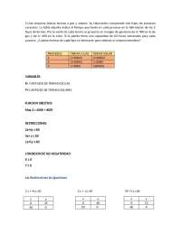 Ejercicios en excel x | Ejercicios de Investigación de Operaciones | Docsity