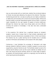 A long essay about the effects of the Internet | Essays (high school ...