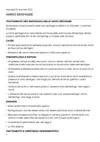 VARICI ESOFAGEE E TRATTAMENTO | Appunti di Infermieristica | Docsity
