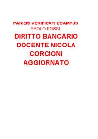 Paniere Completo DIRITTO BANCARIO Docente Nicola Ciorcioni RISPOSTE CHIUSE ED APERTE Ecamp ...